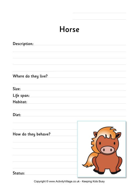 Horse Worksheets | Free Worksheets Samples