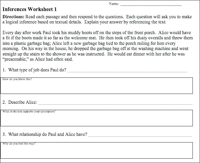 Inference Worksheets Middle School