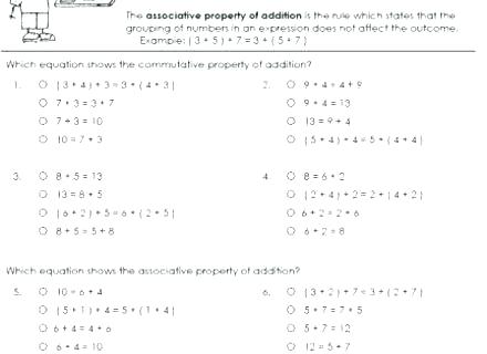 Properties Of Addition Worksheets 3rd Grade