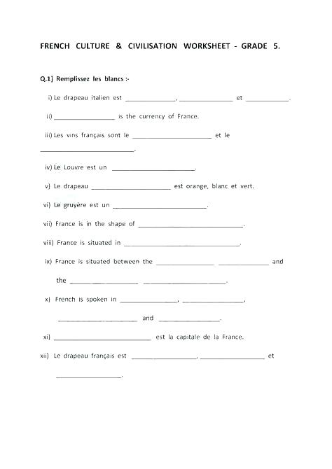 French Food Worksheets For Grade Vocabulary French Culture | Free ...