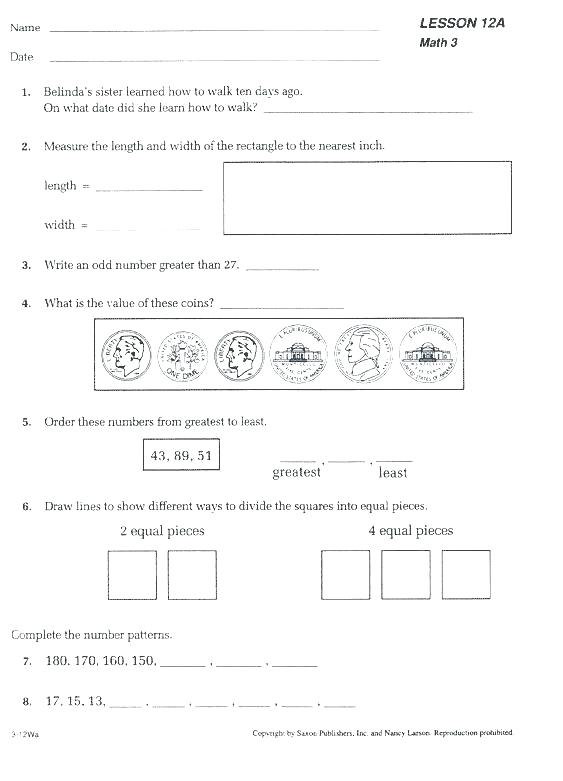 Saxon Math 1 Worksheets | Free Worksheets Samples