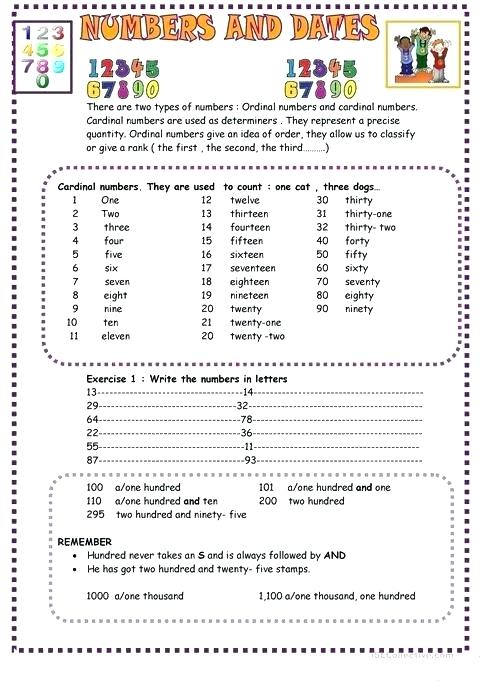 Spelling Numbers 1 To 100 Worksheets And Dates Lesson Exercises | Free ...