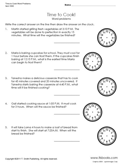 Clock Word Problems Worksheets