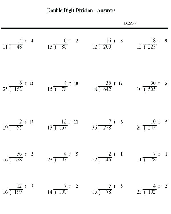 Division Worksheets For 7th Grade