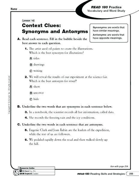 Context Clues Worksheets 6th Grade