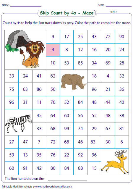 Skip Counting Maze Worksheets | Free Worksheets Samples