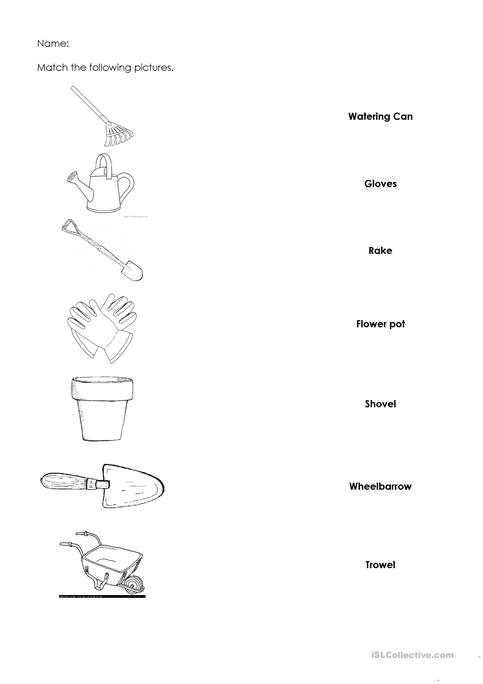 Gardening Tools Worksheets