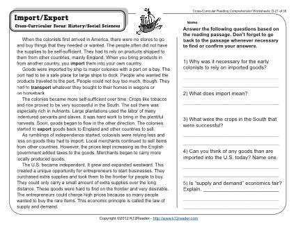 Import Export | Free Worksheets Samples
