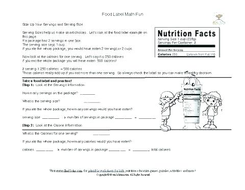 Middle School Nutrition Worksheets