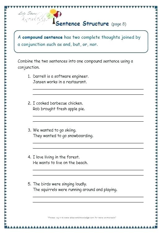 Worksheets On Sentence Structure For High School