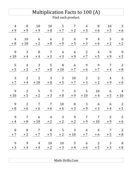 Timed Multiplication | Free Worksheets Samples