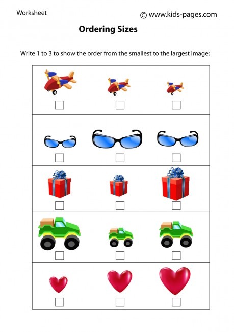 Ordering Sizes Worksheet | Free Worksheets Samples