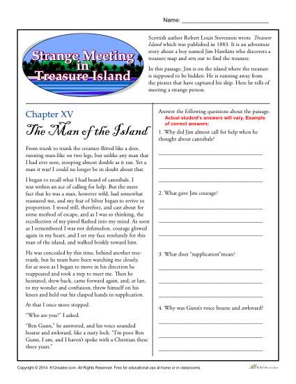 Treasure Island Worksheets