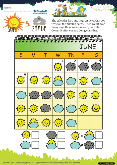 Sun And Shade Math Worksheet For Kindergarten | Free Worksheets Samples