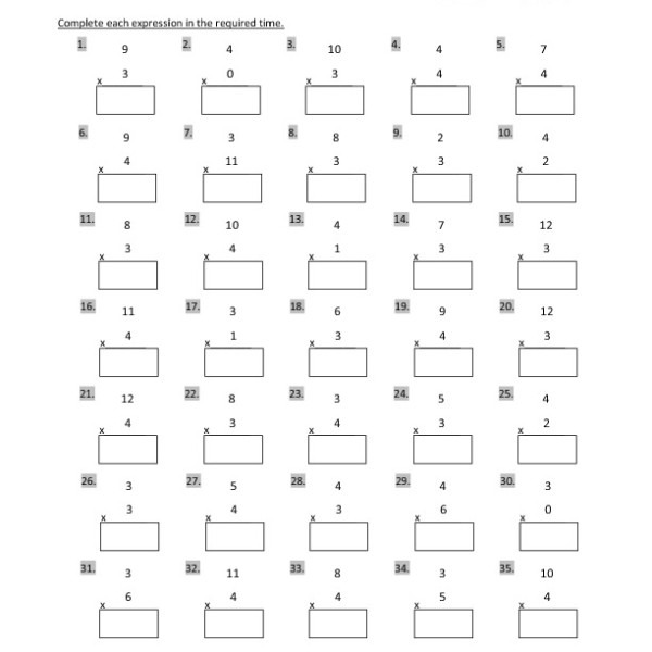 3s And 4s Multiplication Worksheets
