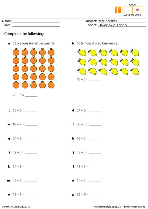 Dividing By 2 Worksheets