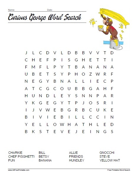 Curious George Word Search Free Worksheets Samples curious-george-word-search-free-worksheets-samples