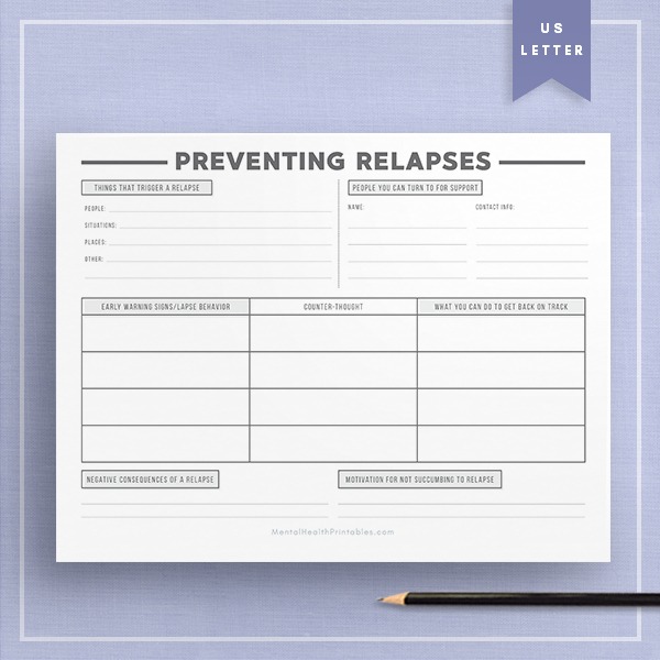 Relapse Warning Signs Worksheets