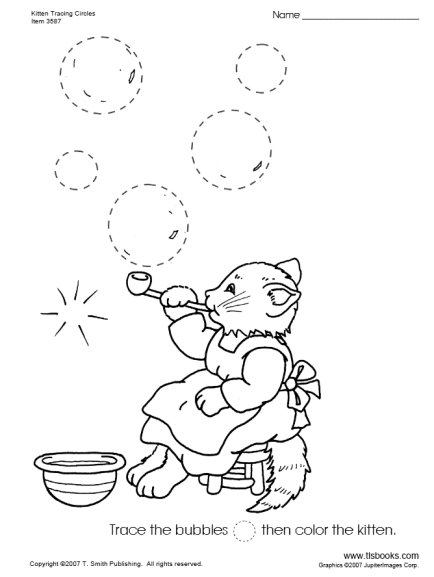 Kitten Tracing Circles | Free Worksheets Samples