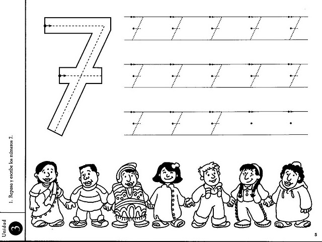 Number Seven 7 Coloring And Tracing Worksheets (2) | Free Worksheets ...