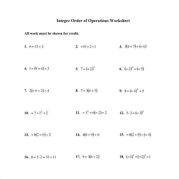 Order Of Operations Worksheets Grade 8 | Free Worksheets Samples