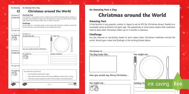Christmas Around The World Worksheets