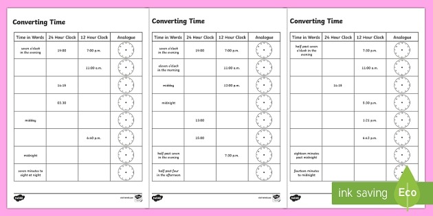 Converting Time Worksheet Worksheets | Free Worksheets Samples