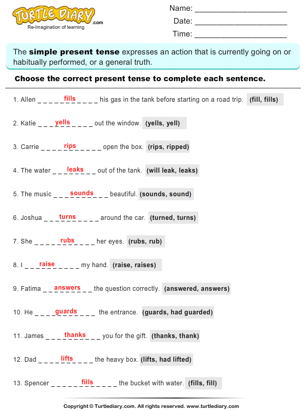 New 922 Simple Present Tense Worksheets For Grade 1 | Free Worksheets ...